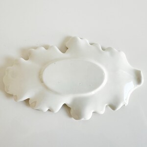 White Leaf Motif Gravy Boat & Underplate Homemade Ceramic Mold Vintage ...