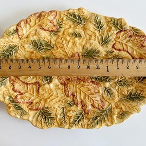 Majolica Style Autumn Harvest Leaf Motif Large Oval Serving Platter ...