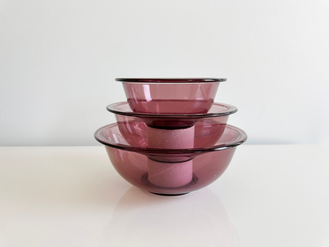 Cranberry Pink Pyrex Originals Glass Nesting Bowls: Individual ...