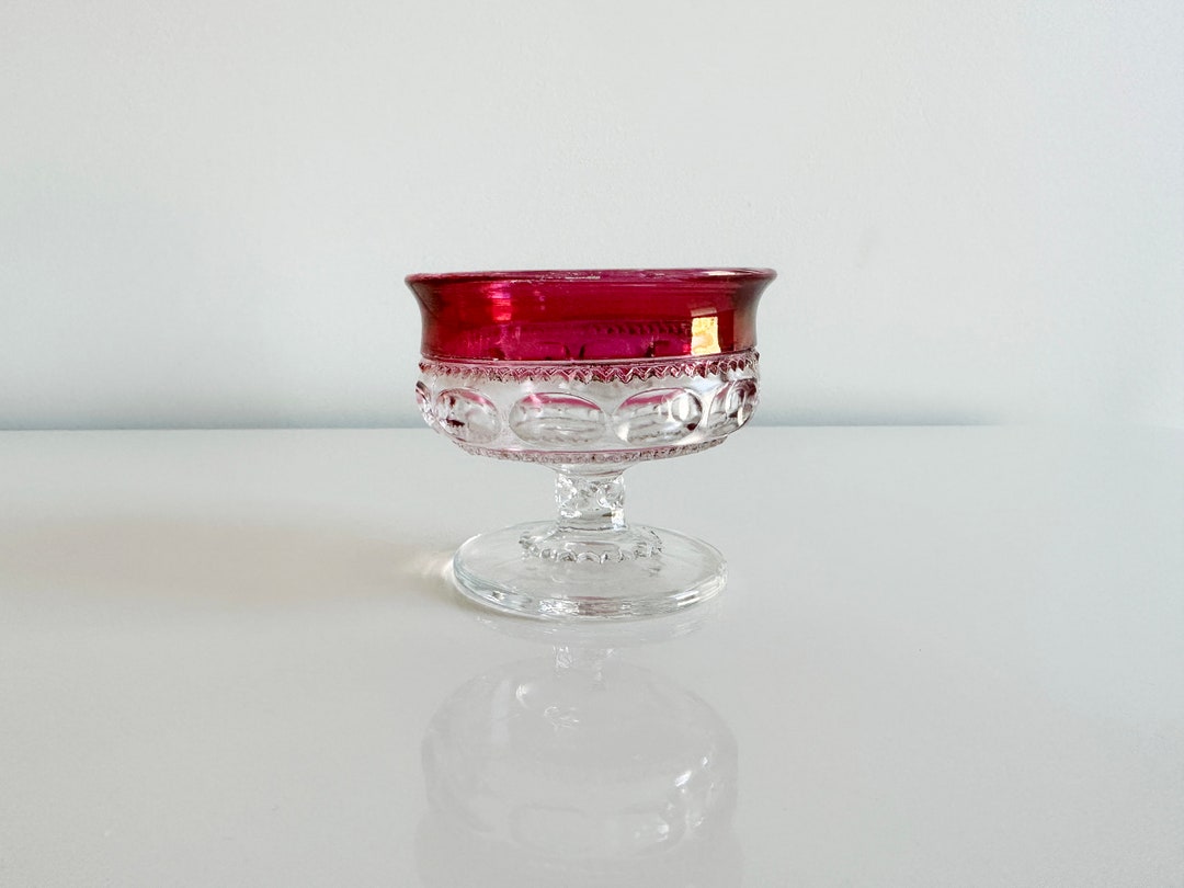 Ruby Crown Colony Red Flashed 3-part Mold Pressed Glass Sherbet Dessert ...