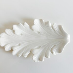 White Leaf Motif Gravy Boat & Underplate Homemade Ceramic Mold Vintage ...