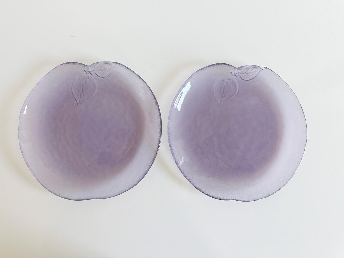 Pair of Two Purple Glass Fruit Plates Vintage - Etsy