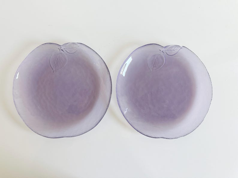 Pair of Two Purple Glass Fruit Plates Vintage - Etsy