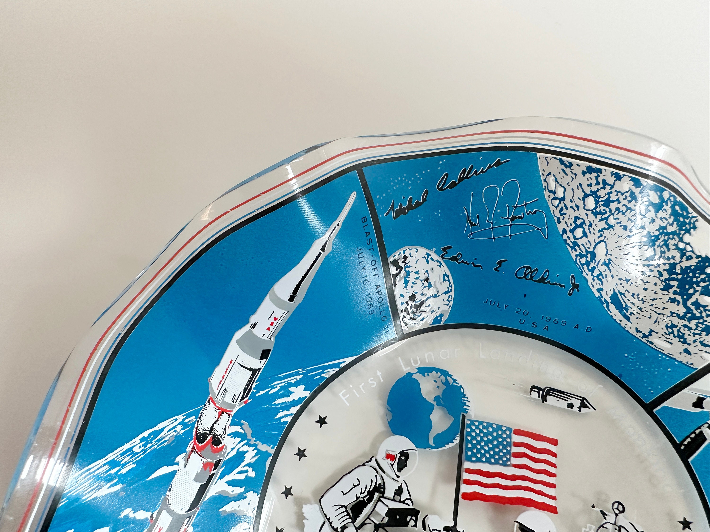 Apollo Lunar Landing Commerative Souvenir Ruffled Glass Dish Vintage ...