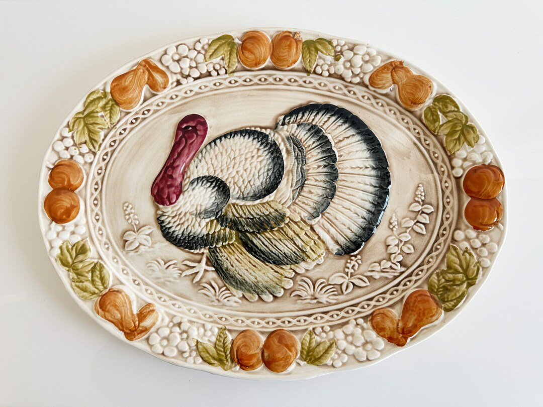 Oval Turkey Serving Platters Colorful Hand Painted by Ocean Sakakibara ...
