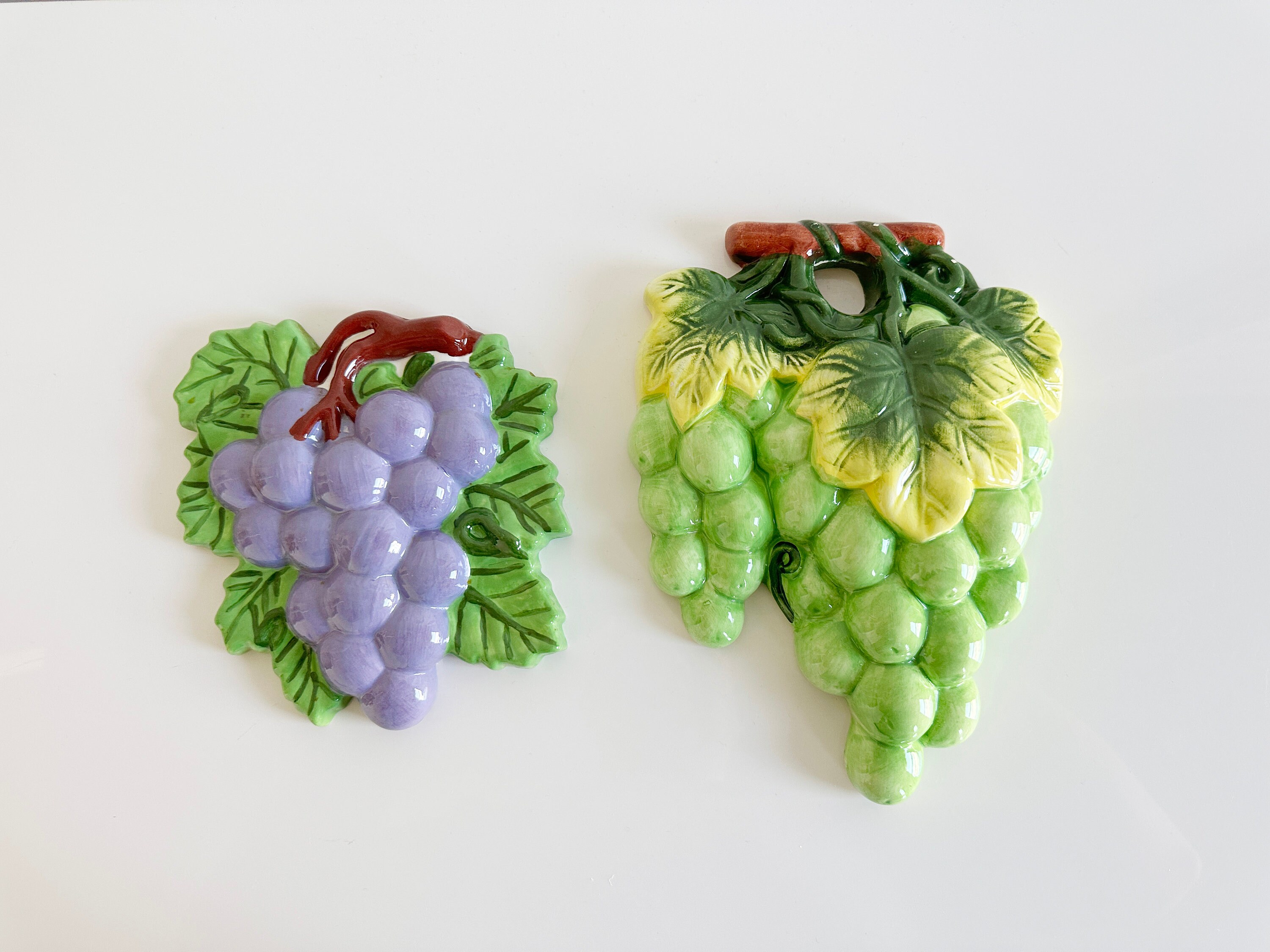 Green & Purple Grapes Ceramic Wall Hangings Vintage Kitchen Decor - Etsy