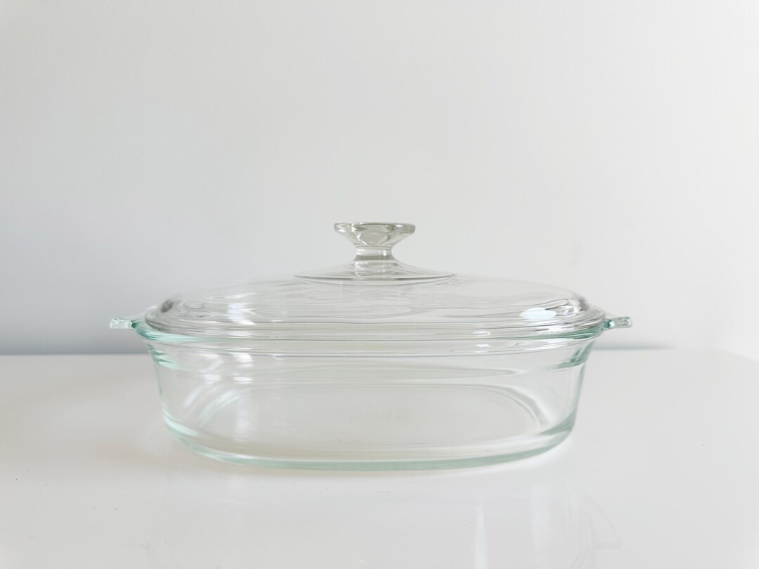 Pyrex Originals Clear Glass #702 2 Quart Covered Oval Glass Casserole ...