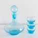 Turquoise Liquor Decanter Glass Bottle With 3 Glasses Grappa ...