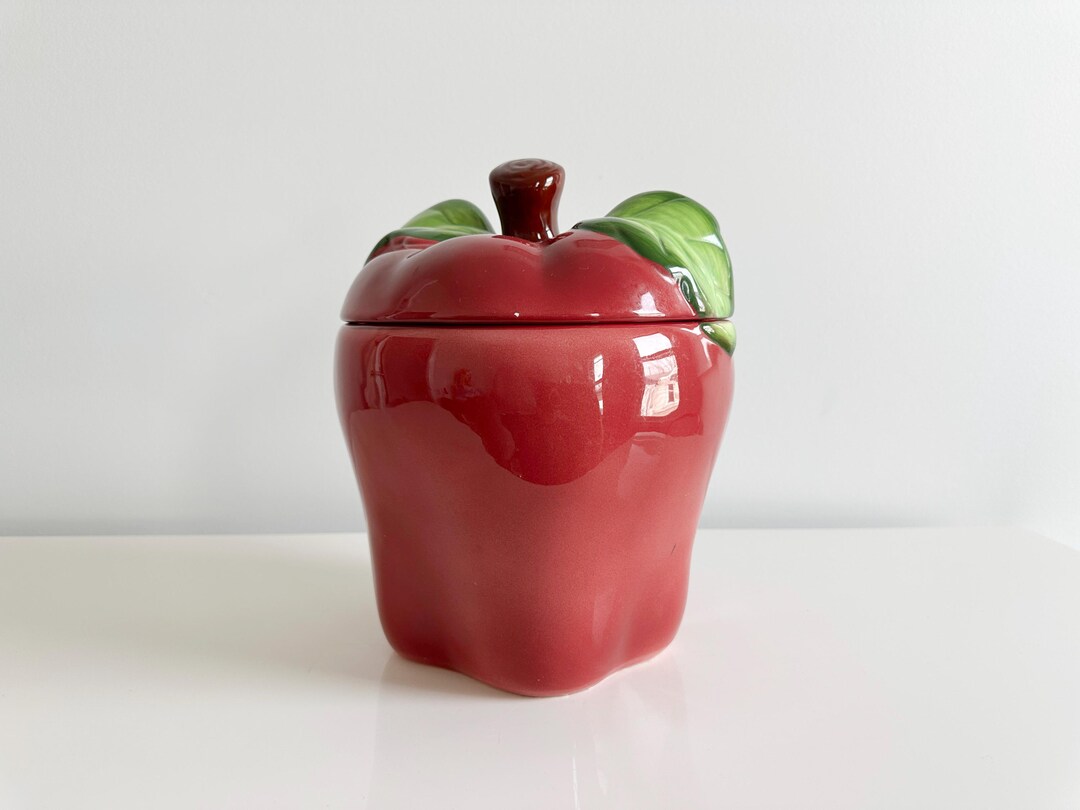 Red Apple Cookie Jar Kitchen Canister Vintage - Etsy