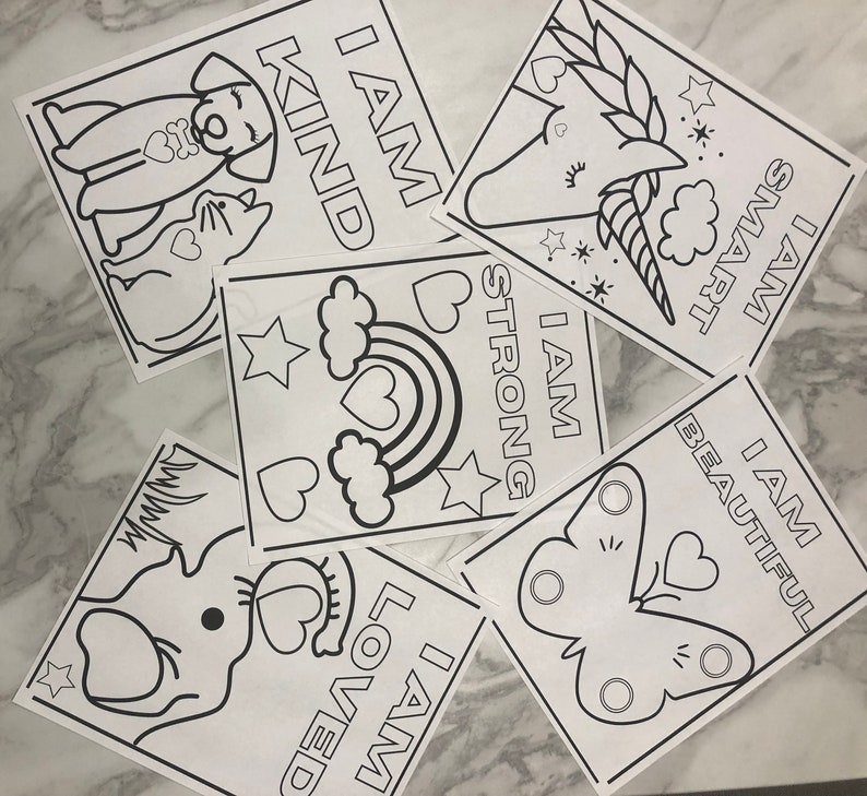 5 Coloring Pages for Kids 3-6 Years Old, Affirmation Coloring Pages for ...