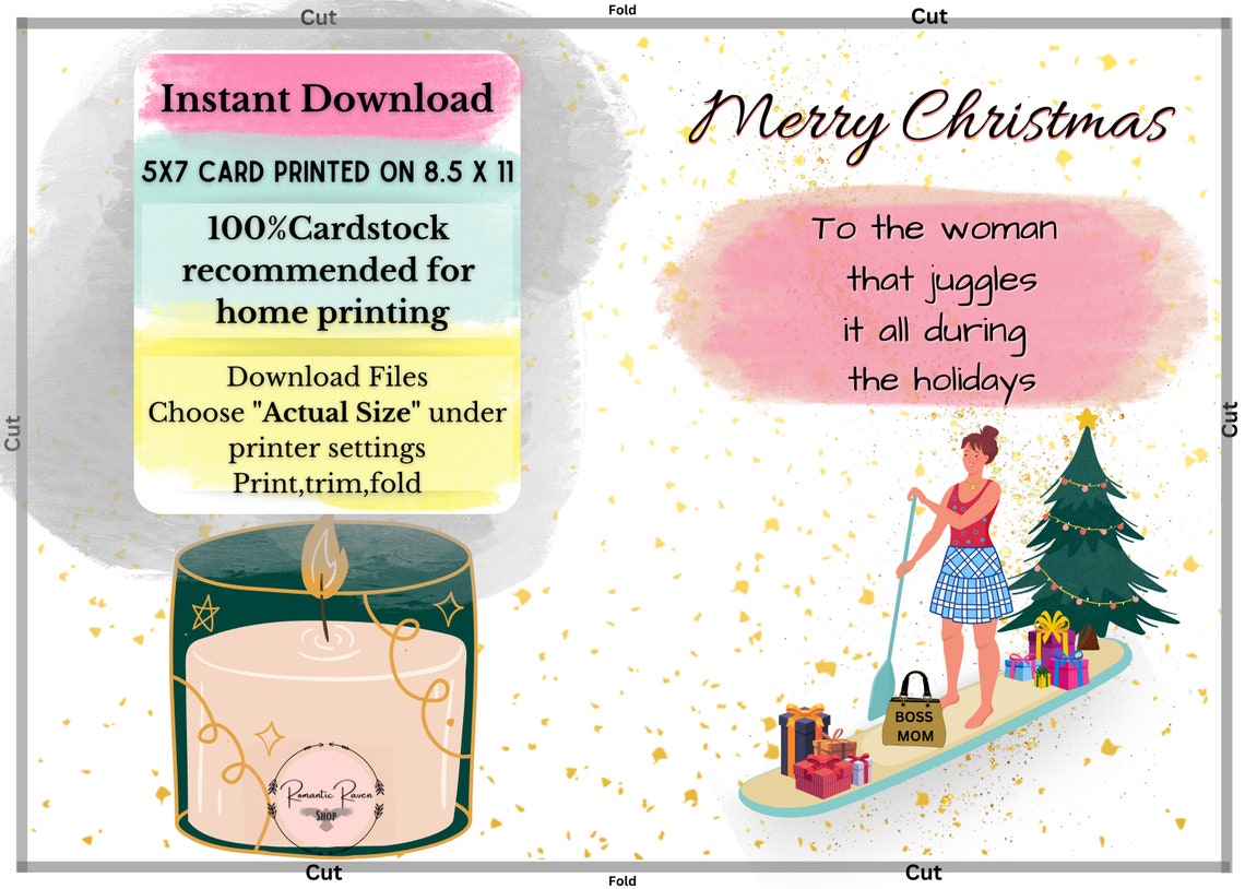 Funny Boss Mom Christmas Card (printable) - Etsy