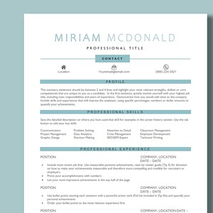 Teacher Resume Template Word ATS Education CV Template Google - Etsy