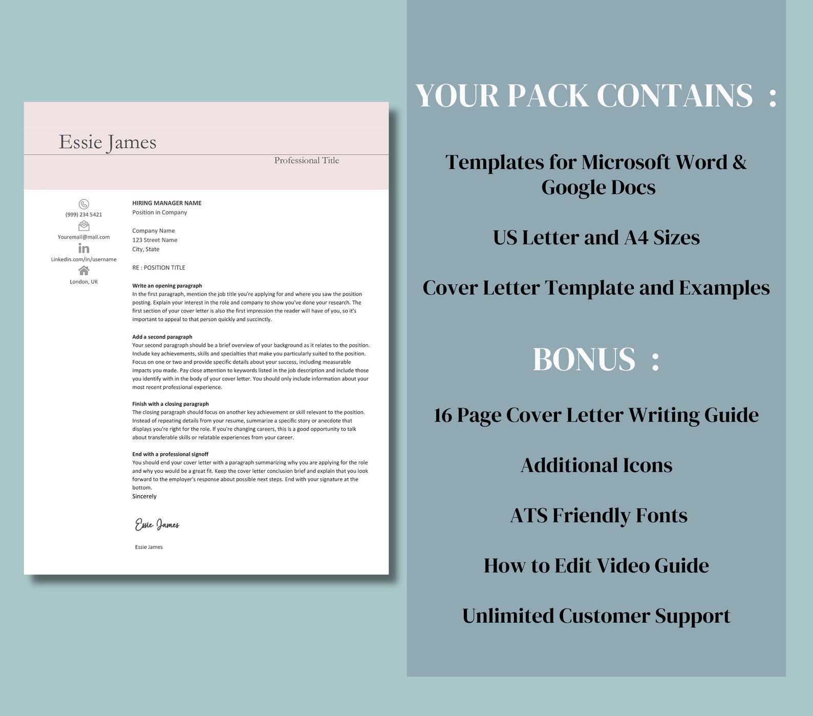 Cover Letter Google Docs, Professional CV Cover Letter Template ...