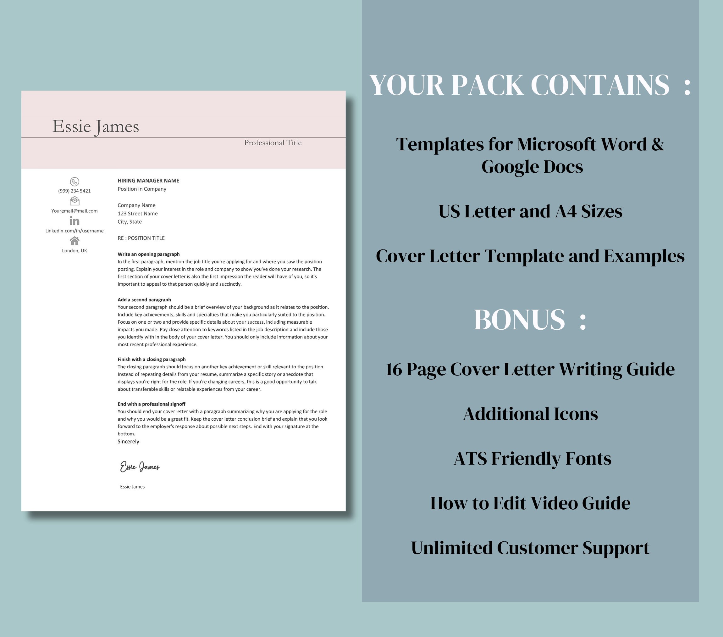 Cover Letter Google Docs, Professional CV Cover Letter Template ...