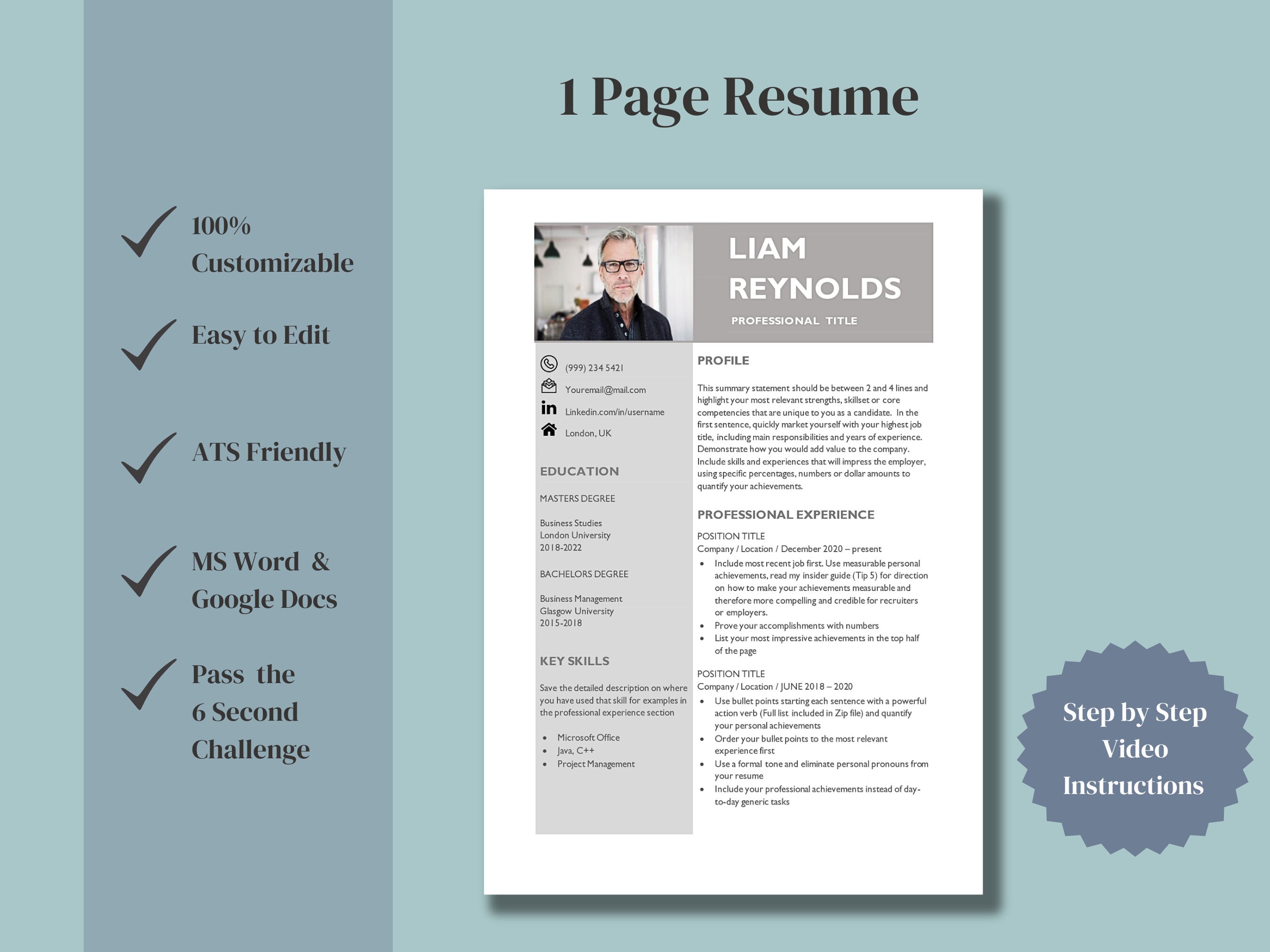CV Template Word, Resume Template Modern Google Docs, Functional Resume ...