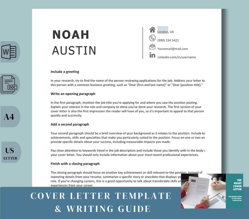Simple Cover Letter Template for Resume, Google Docs, MS Word, CV Cover ...