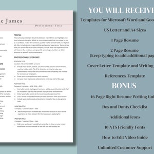 Teacher Resume Template Word Resume Template Modern Teaching - Etsy