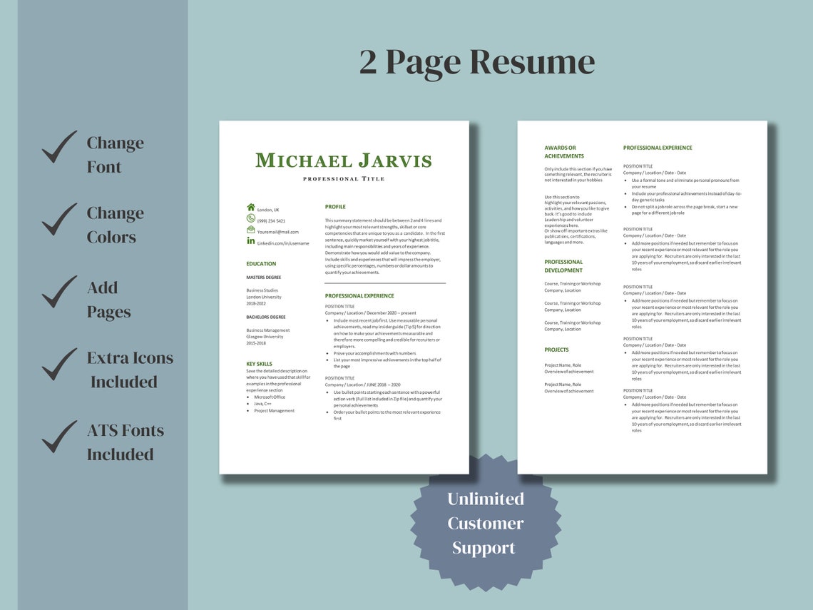 Simple Modern Resume Template Google Docs Job Application and - Etsy Simple Modern Resume Template Google Docs Job Application and - Etsy