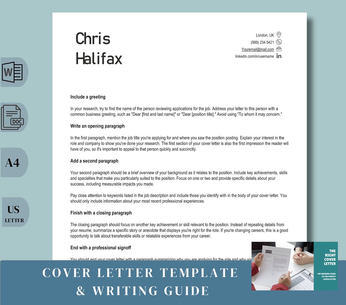 Simple Resume Cover Letter Template, CV Cover Letter Word, Professional ...