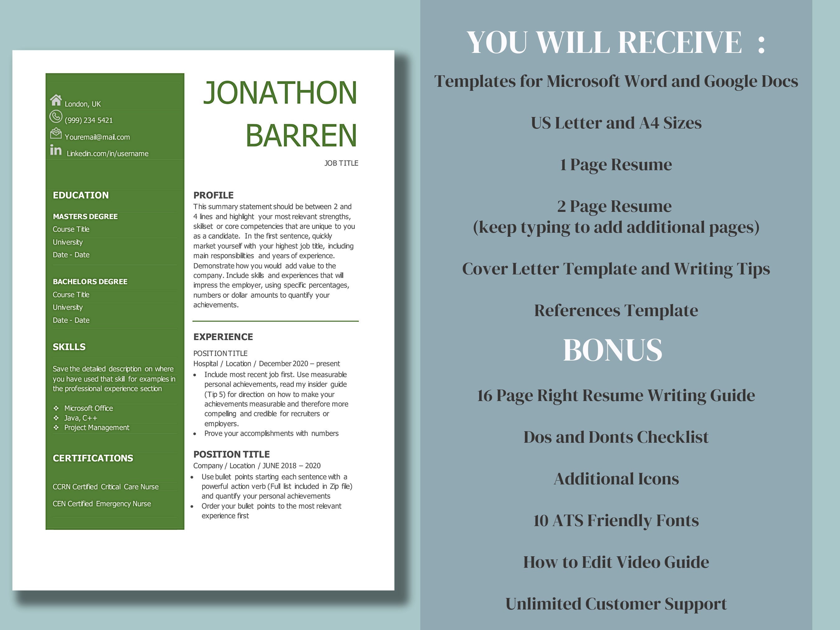 Ats Friendly Resume Template Google Docs, Resume Template Word ...