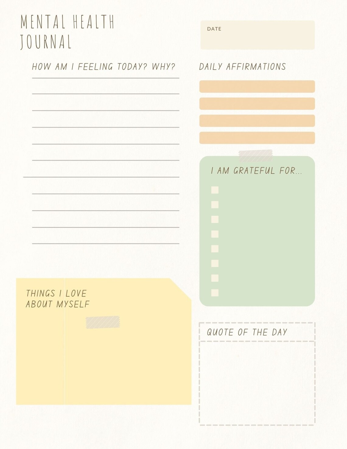 Digital Mental Health Journal, Digital Journal Prompt, Printable Mental ...