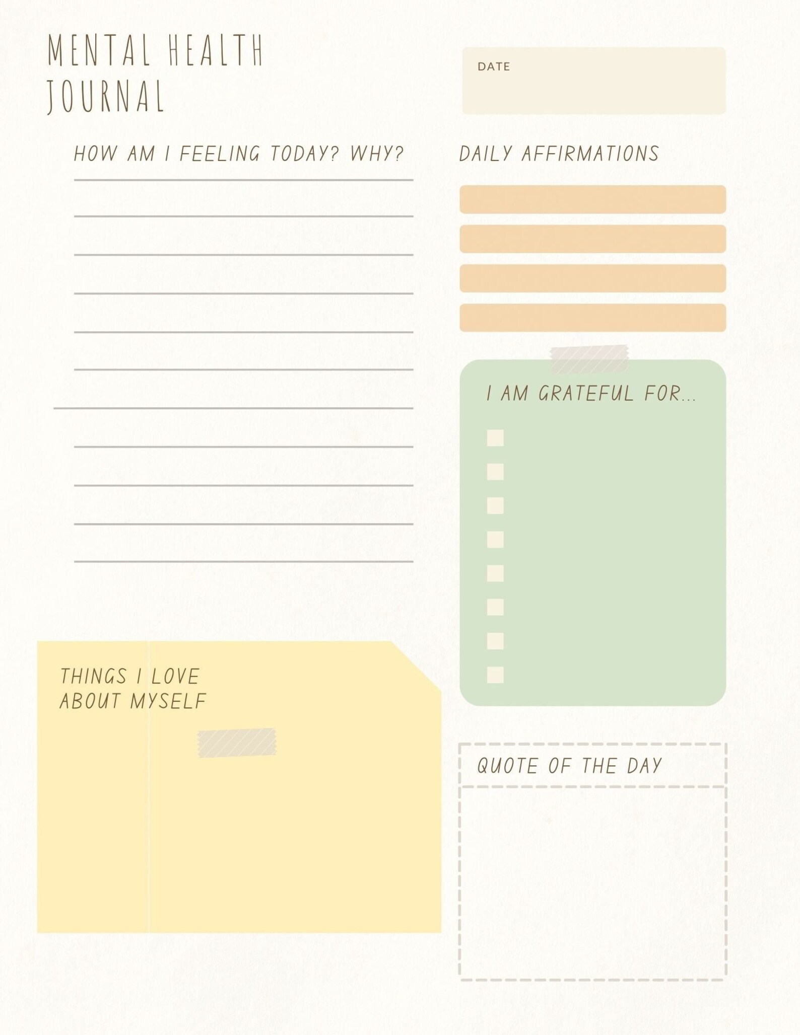 Digital Mental Health Journal, Digital Journal Prompt, Printable Mental ...