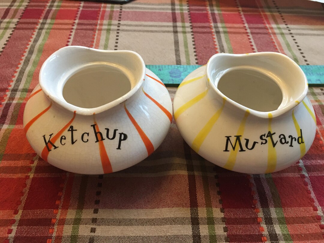 Vintage Set Pixie Ware Ketchup and Mustard Serving Pieces Holt Howard ...