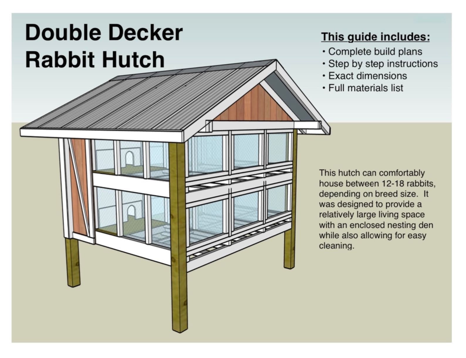 Plans for Backyard Double Decker Rabbit Hutch - Etsy