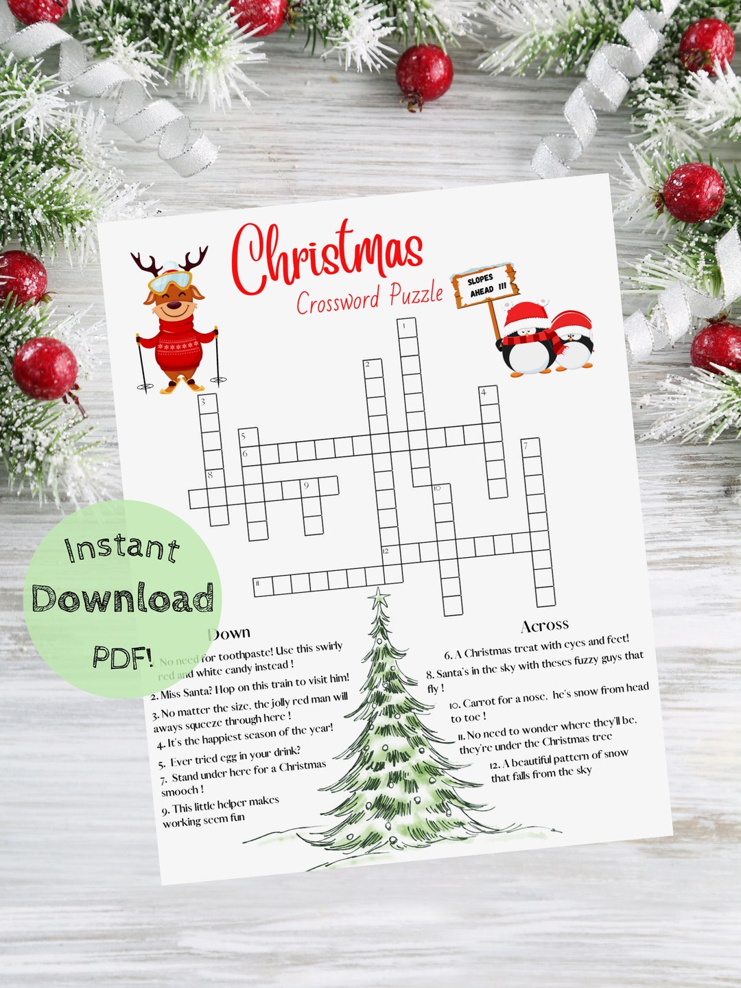 Christmas Crossword Puzzle, Christmas Family Games, Christmas Word ...