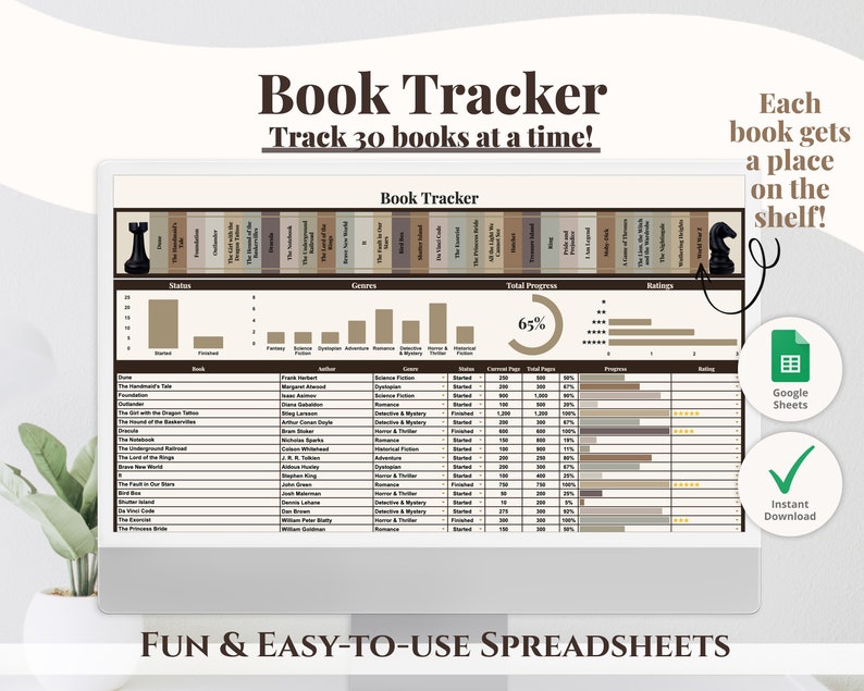 Book Tracker Template checkmate Theme Reading Log Book - Etsy