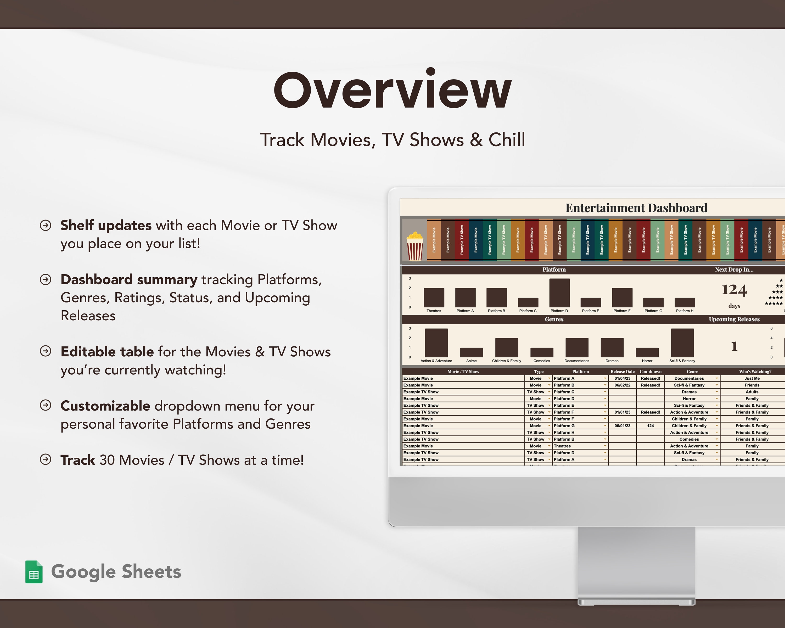 Entertainment Dashboard Template (classic Theme) | Google Sheets ...