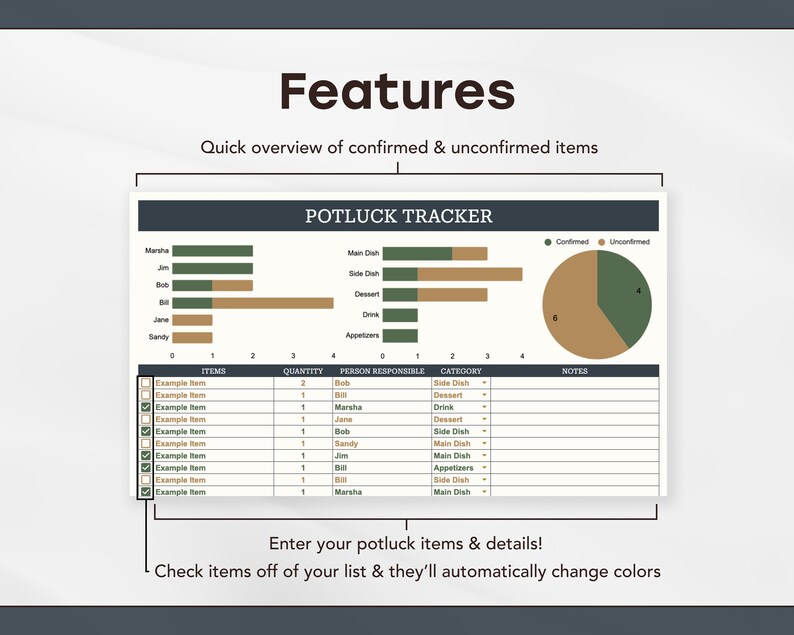Potluck Tracker Template (classic Theme) | Party | Google Sheets ...