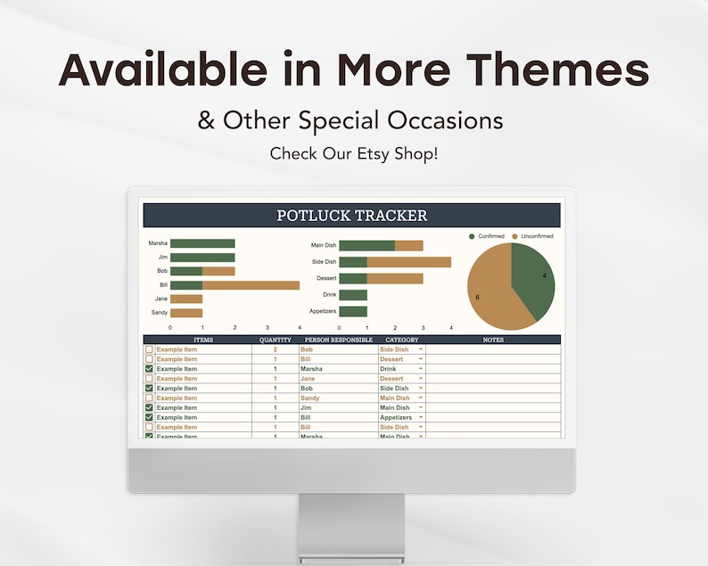 Potluck Tracker Template (classic Theme) | Party | Google Sheets ...