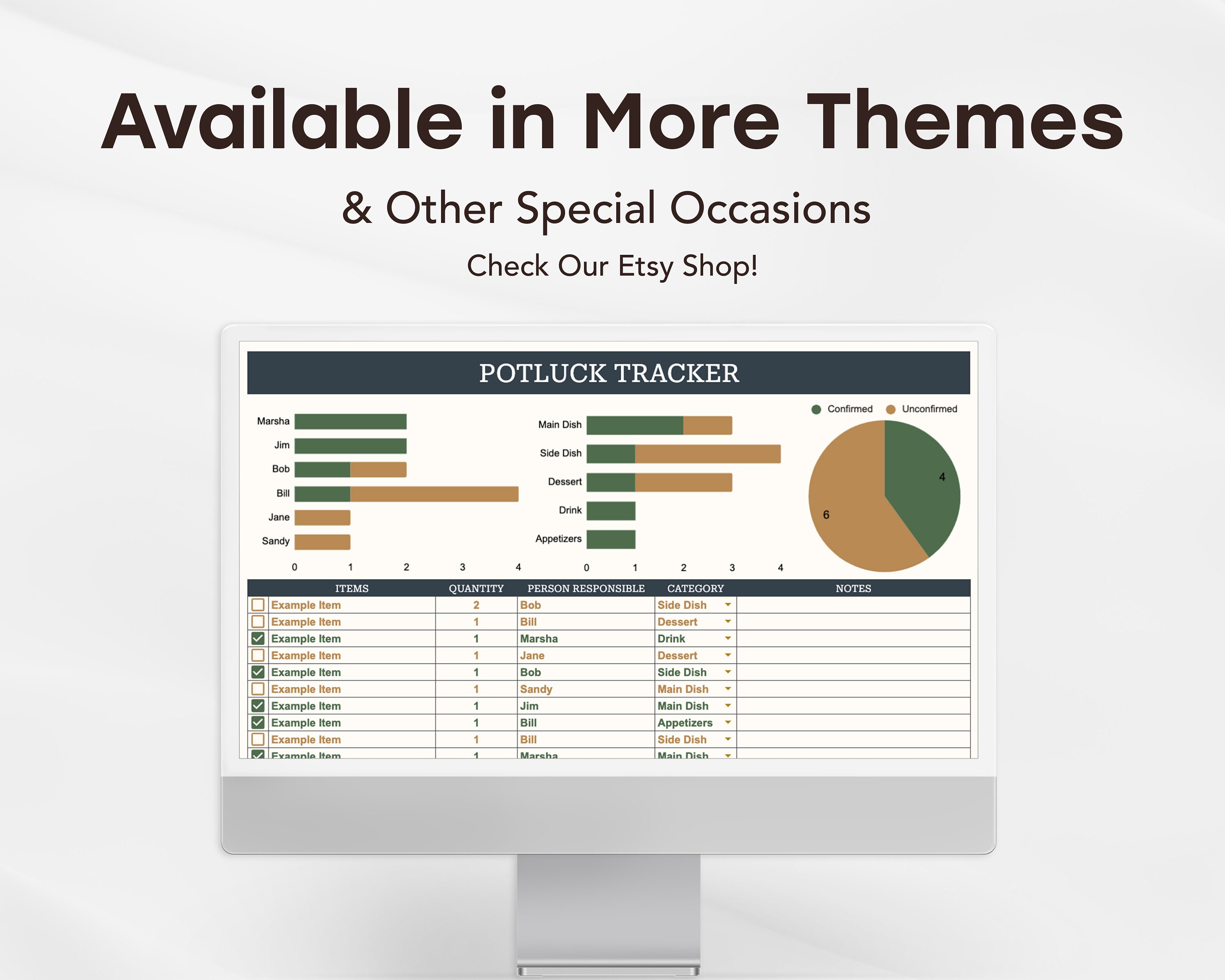 Potluck Tracker Template (classic Theme) | Party | Google Sheets ...