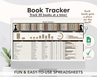 Book Tracker Spreadsheet Reading Log Google Sheets - Etsy