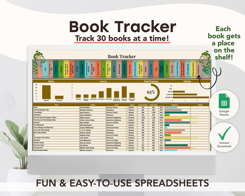 Book Tracker Template (traveler Theme) | Reading Log | Book Journal ...