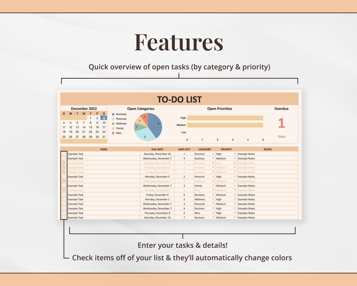 Easy To-do List Template Google Sheets Template - Etsy