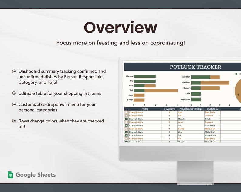 Potluck Tracker Template (classic Theme) | Party | Google Sheets ...