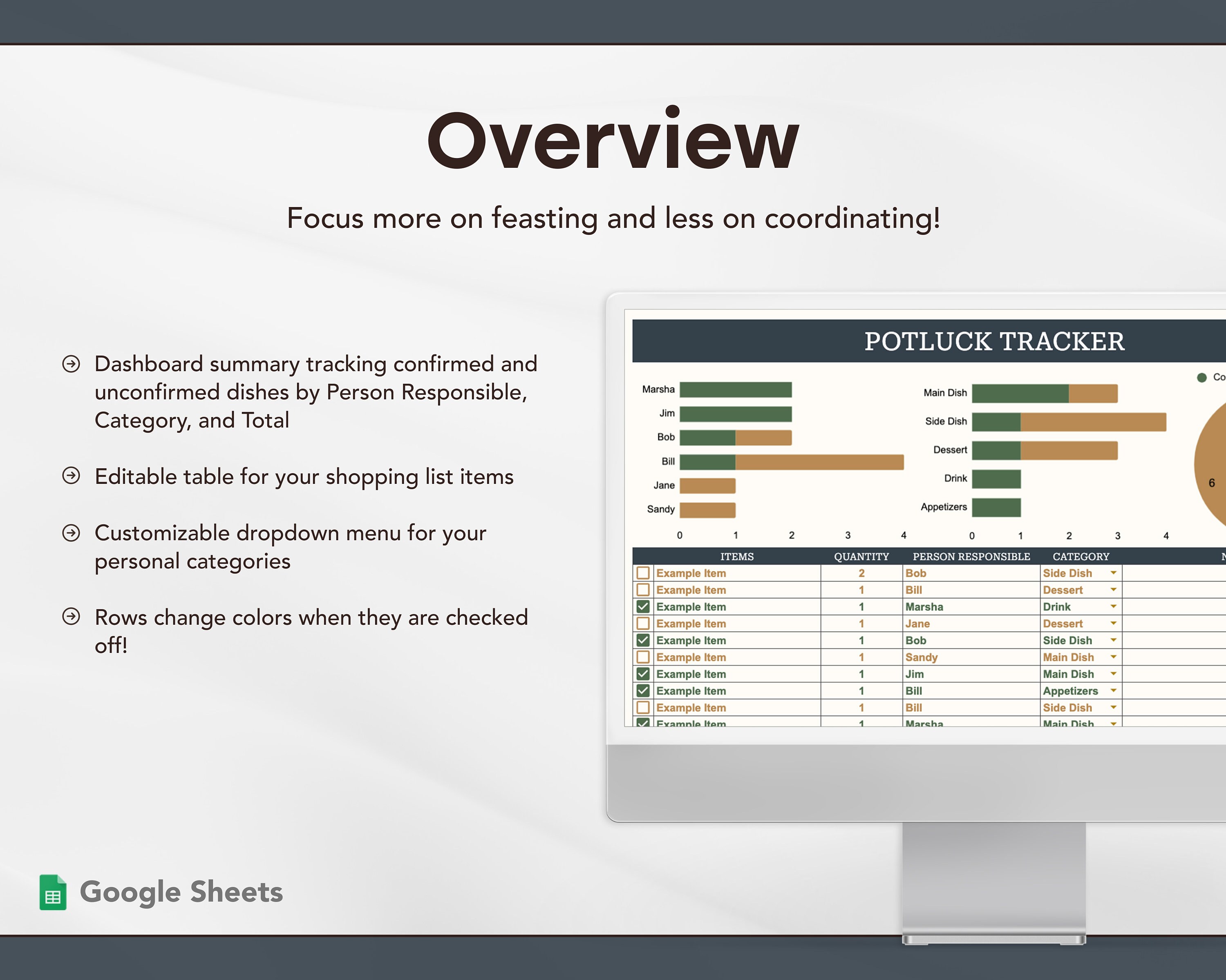 Potluck Tracker Template (classic Theme) | Party | Google Sheets ...