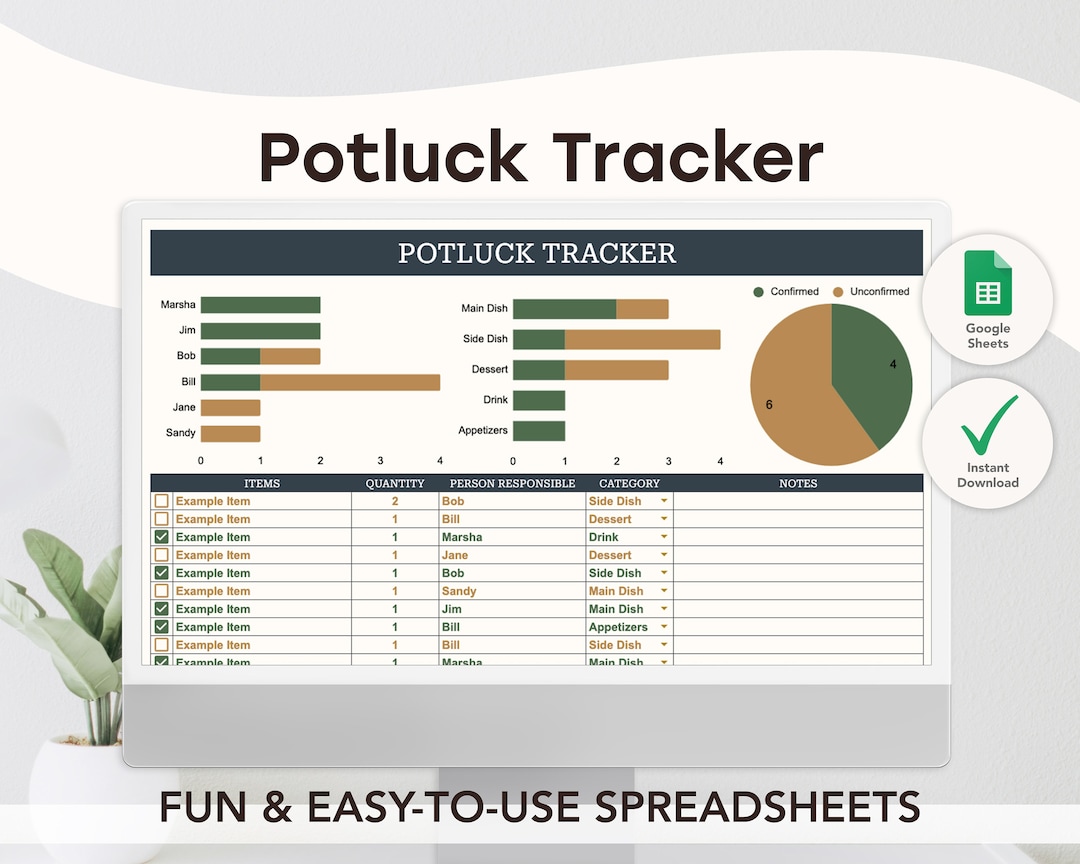 Potluck Tracker Template (classic Theme) | Party | Google Sheets ...