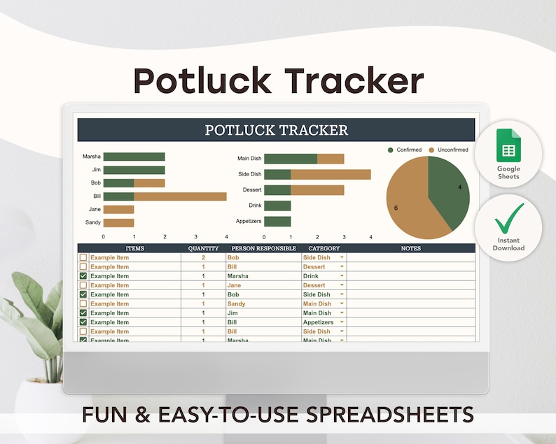 Potluck Tracker Template (classic Theme) | Party | Google Sheets ...