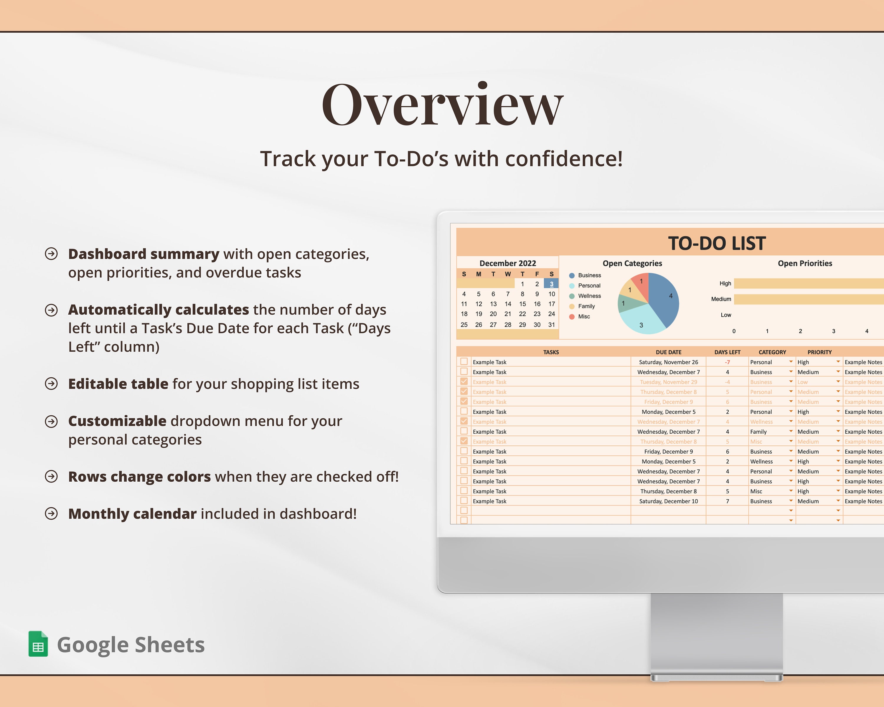Easy To-do List Template Google Sheets Template - Etsy Canada