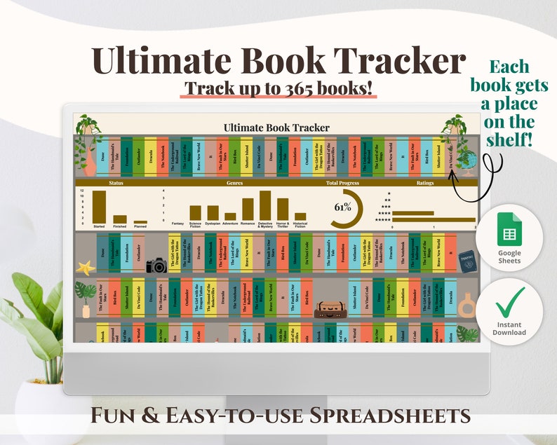 Ultimate Book Tracker Template traveler Theme Reading - Etsy
