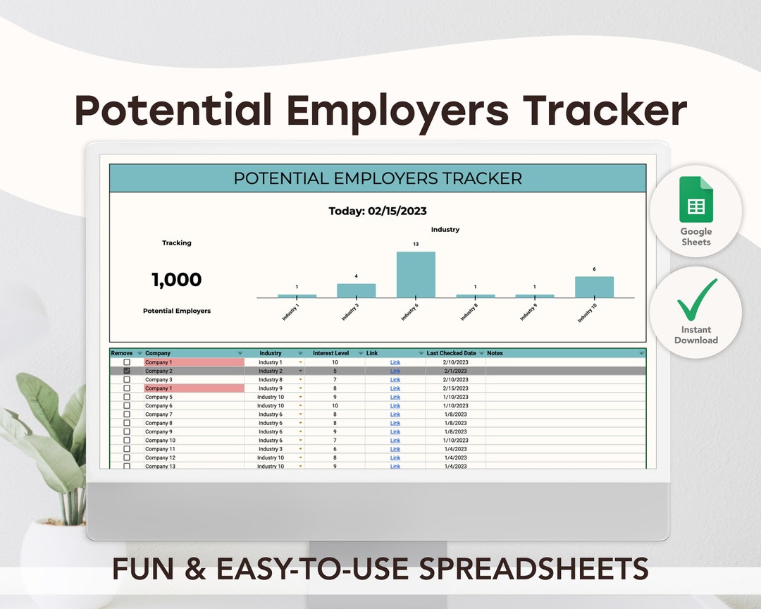 Potential Employers Tracker | Job Search | Google Sheets Template ...