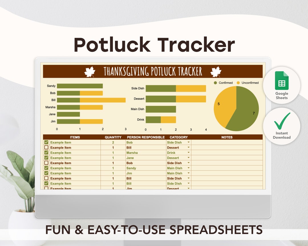 Thanksgiving Potluck Tracker Template (turkey) | Party | Google Sheets ...