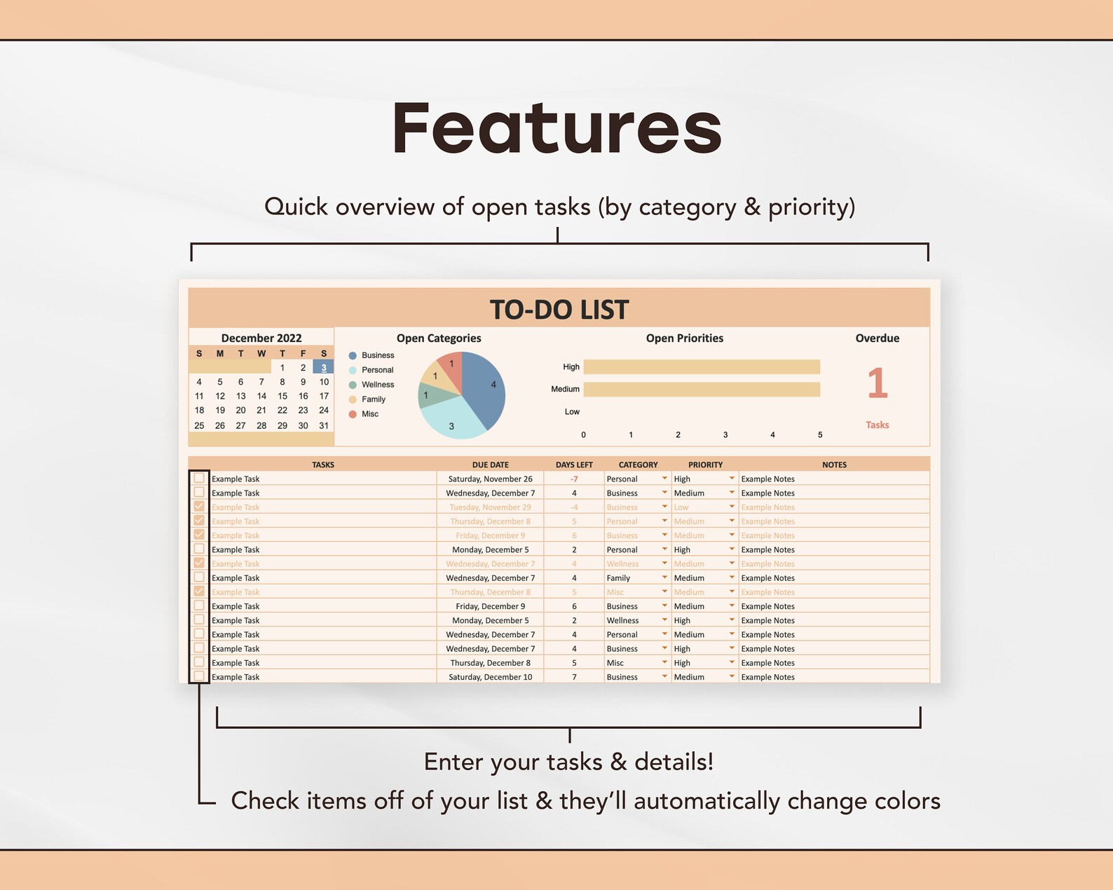 Easy To-do List Template | Google Sheets Template | Spreadsheet | Task Planner | Task Tracker ...