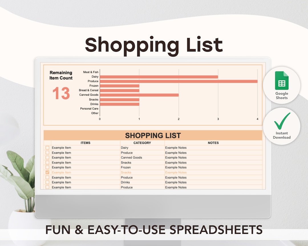 Groceries Shopping List Template | Google Sheets Template | Spreadsheet ...