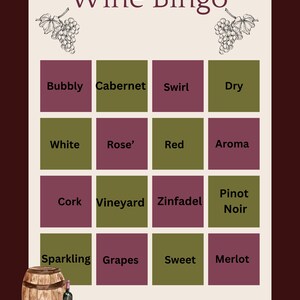 Wine Bingo, Printable, Digital Download, Party Games - Etsy