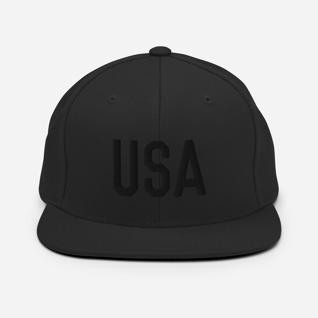 USA Snapback Hat Black on Black - Etsy