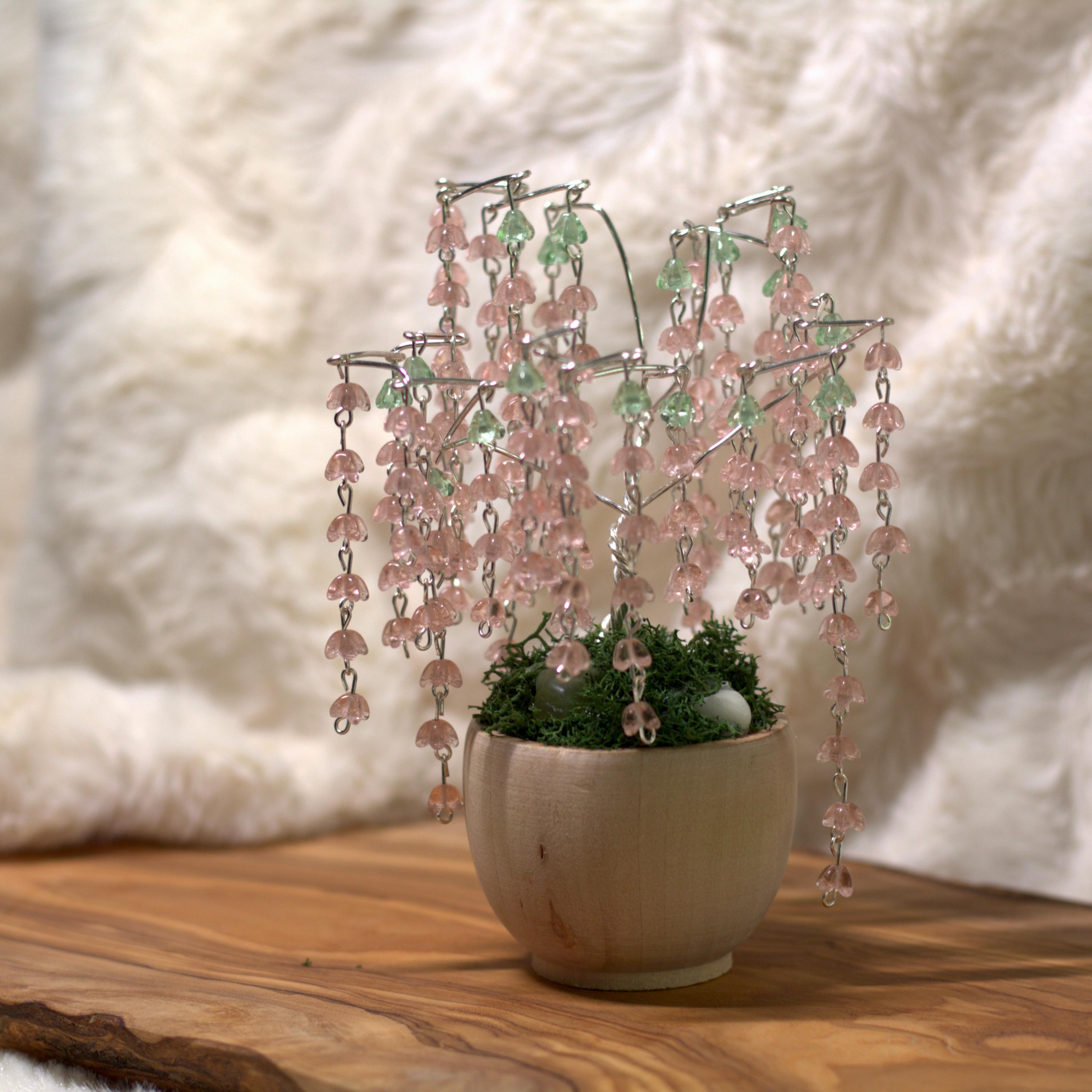 Beaded Willow Tree Sculpture – Handmade Wire & Crystal Tree in ...